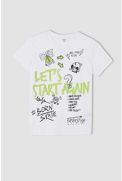 DeFacto Erkek Çocuk Regular Fit Bisiklet Yaka Kısa Kollu Pamuklu Penye TIŞÖRT X8351A622SM