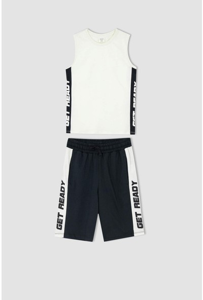 DeFacto Erkek Çocuk Regular Fit Bisiklet Yaka Kolsuz Atlet Şort Takım X7474A622SM