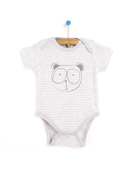 Hello Baby Çizgili Sevimli Hayvan Surat Kısa Kol Body Hello Baby Çizgili Sevimli Hayvan Surat Kısa Kol Body