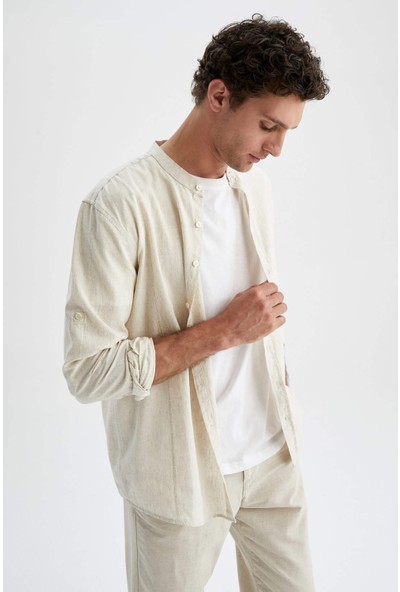 Modern Fit Dik Yaka Uzun Kollu GÖMLEK N6491AZ22HS