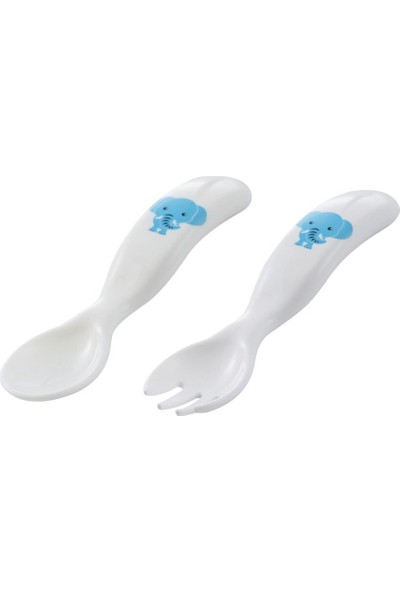 Mamajoo Desenli Kaşık & Çatal Seti / Mavi Fil Mamajoo Desenli Kaşık & Çatal Seti / Mavi Fil