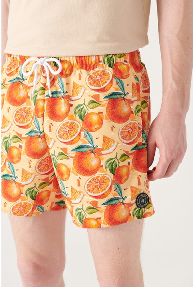 Çobanoğlu Turuncu Baskılı Deniz Şortu