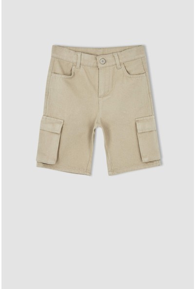DeFacto Erkek Çocuk Basic Kargo Cepli Bermuda Gabardin X3072A622SM