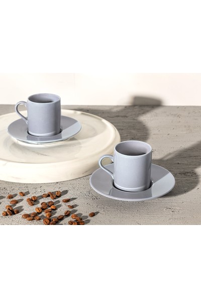 Lenora 2'li Kahve Fincan Seti - Soft Gri 90 ml