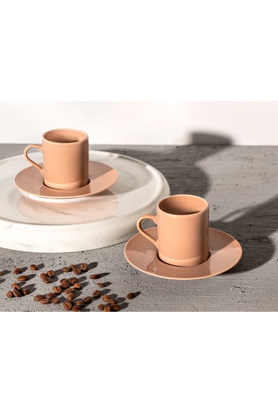 Lenora 2'li Kahve Fincan Seti - Pudra 90 ml