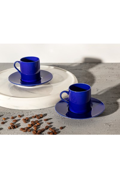 Lenora 2'li Kahve Fincan Seti - Lacivert 90 ml