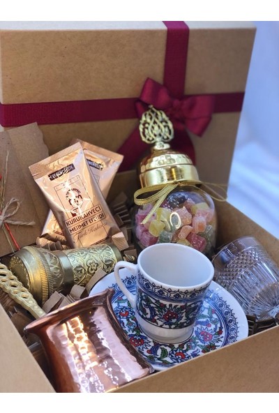 Blcavm Çini Motifli Kahveli Özelgün Kutlama Hediye Seti Blcavm Çini Motifli Kahveli Özelgün Kutlama Hediye Seti