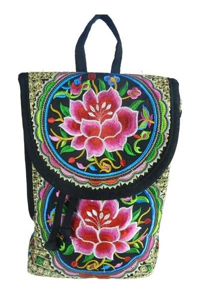 Fab Group Kadın Sırt Çantası Gül Detaylı Kilim Desenli