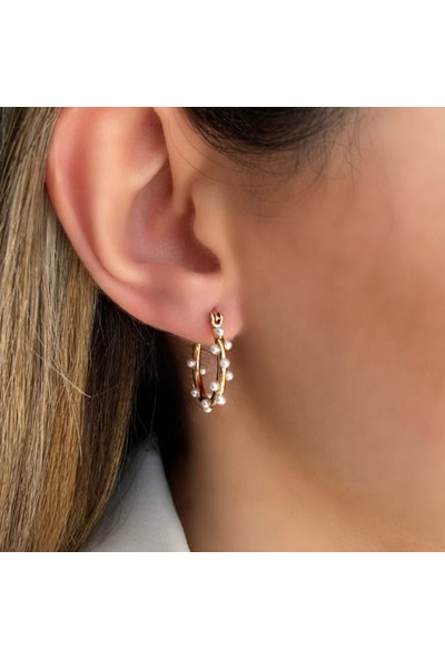 Boon Çelik Ağaç Dalı Figürlü Halka Küpe