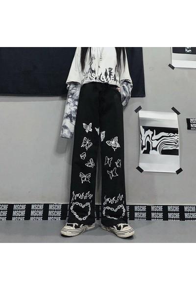 Köstebek Anime Harajuku Butterfly And Heart Unisex Eşofman Köstebek Anime Harajuku Butterfly And Heart Unisex Eşofman