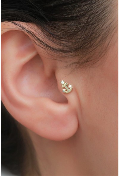 Bayar Gold 14 Ayar Altın Taşlı Denizci Tragus Piercing Bayar Gold 14 Ayar Altın Taşlı Denizci Tragus Piercing