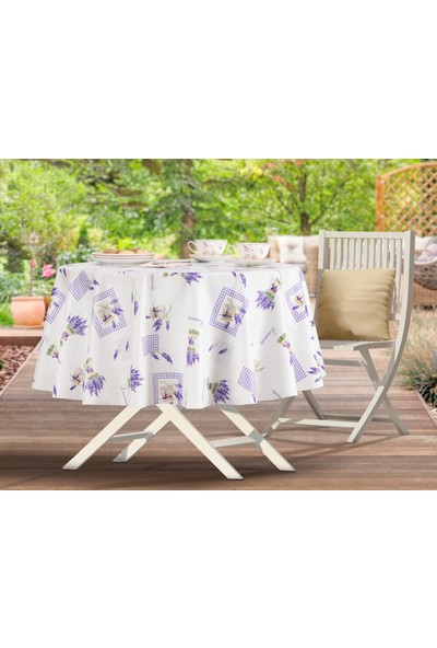 Orlina Pvc Masa Örtüsü - Beyaz/lila - 140 cm Orlina Pvc Masa Örtüsü - Beyaz/lila - 140 cm