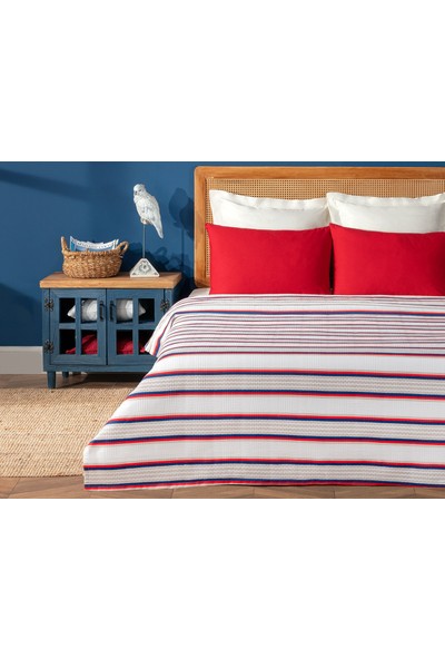 Fabrizio Çift Kişilik Karde Baskılı Pike - Kırmızı Fabrizio Çift Kişilik Karde Baskılı Pike - Kırmızı