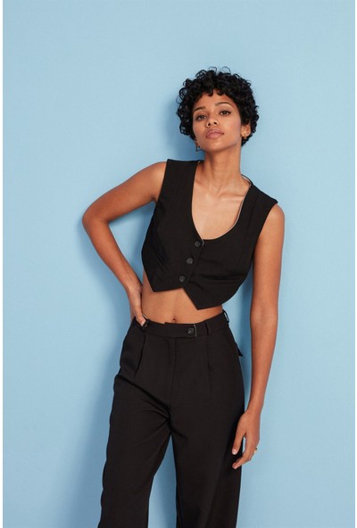 Vatkalı Özel Dikim Yelek Siyah