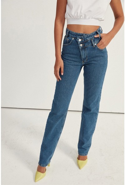 Vatkalı Cross Straight Fit Jean Mavi