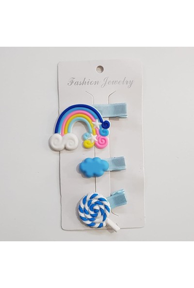 Kelebek Oyuncak Gökkuşağı Bulut ve Şeker Figürlü 3lü Toka Seti - Mavi Kelebek Oyuncak Gökkuşağı Bulut ve Şeker Figürlü 3lü Toka Seti - Mavi