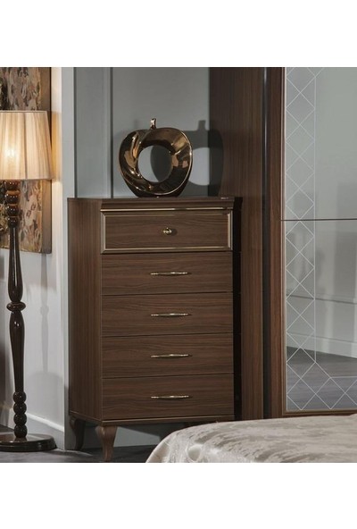 Bellona Volga 5 Çekmeceli Şifonyer Ceviz 64X47X117 Bellona Volga 5 Çekmeceli Şifonyer Ceviz 64X47X117