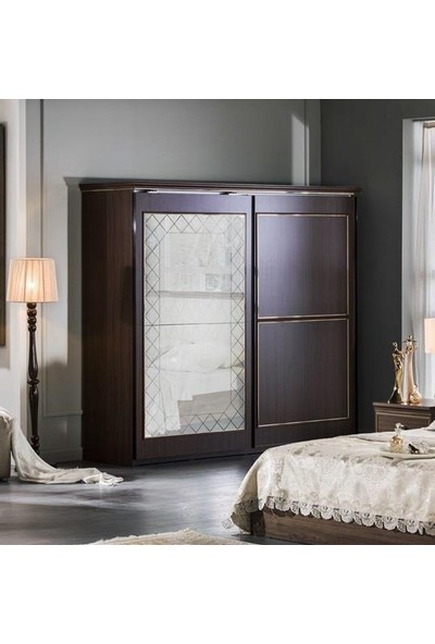 Bellona Volga Sürgülü Gardırop Yatak Odası Dolap Ceviz Bellona Volga Sürgülü Gardırop Yatak Odası Dolap Ceviz