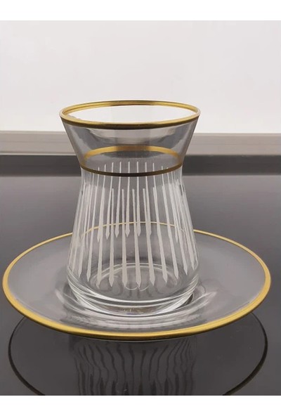 Lüx Irem Çubuk Varaklı 6 Kişilik Çay Seti 12 Parça