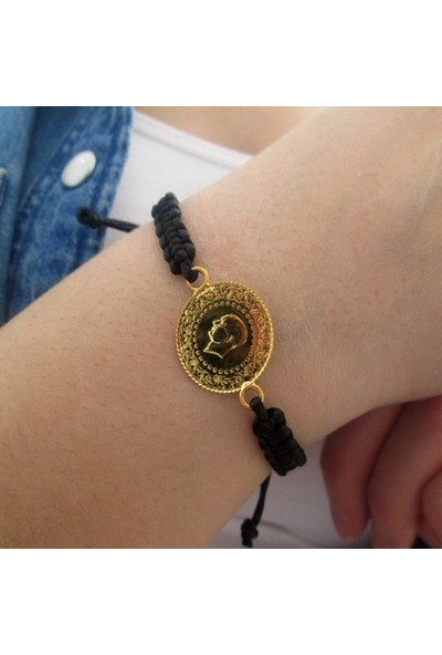 Zerkub Jewellery 22 Ayar Yeni Tarih Çeyrek Altınlı Ipli Bileklik