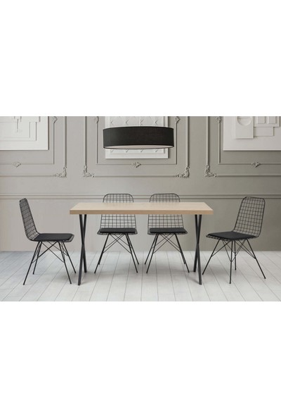 Brayn Yemek Masası Takımı Artisan Tel Sandalye 4 Ad. Brayn Yemek Masası Takımı Artisan Tel Sandalye 4 Ad.