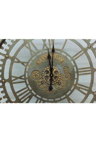 Fab Group Yuvarlak Spintime Roma Rakamlı Yeşiloksit Çarklı Metal Duvar Saat