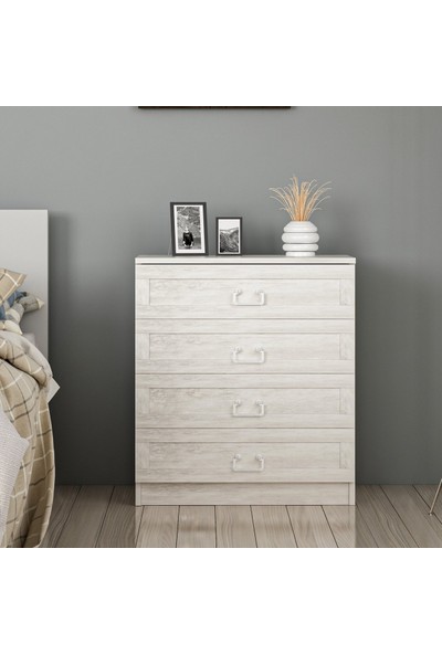 Kale Şifonyer Eskitme Beyaz