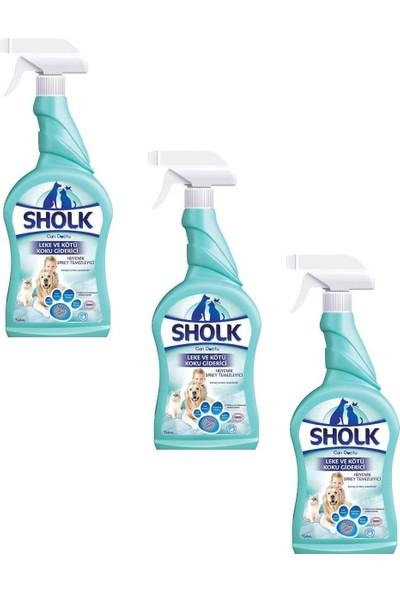 Sholk Evcil Hayvan Leke ve Koku Giderici Hijyenik Temizlik Spreyi 750 ml (3 Adet)