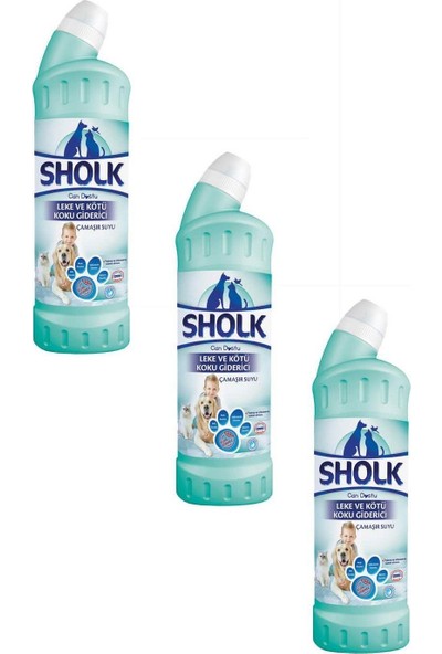 Sholk Evcil Hayvan Leke ve Koku Giderici Oksijenlı Çamaşır Suyu 750 ml (3 Adet)