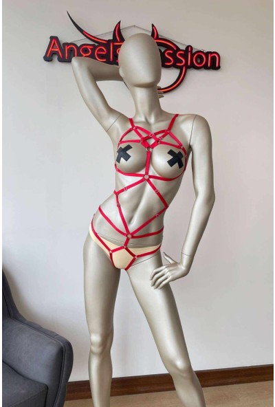 Ağ Bölgesi Açık Elastik Fantezi Harness