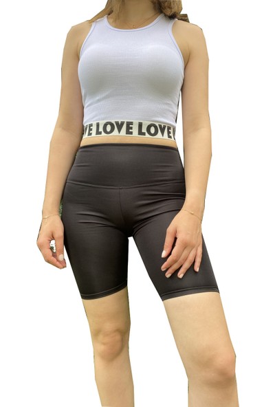 missece Kadın Siyah Yüksek Bel Toparlayıcı Şort Tayt