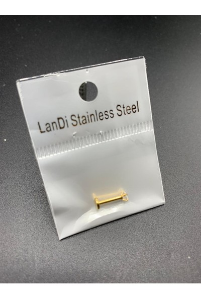 Bujiteri Dükkanı Gold Renk Tek Taşlı Düz Piercing
