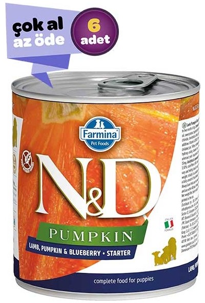 N&D Nd Pumpkin Starter Kuzu Eti Balkabağı ve Yaban Mersinli Yavru Köpek Konservesi 6X285GR (6lı) N&D Nd Pumpkin Starter Kuzu Eti Balkabağı ve Yaban Mersinli Yavru Köpek Konservesi 6X285GR (6lı)