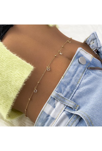 Sanmusen Kristal Detaylı Bel Zinciri - Altın (Yurt Dışından)