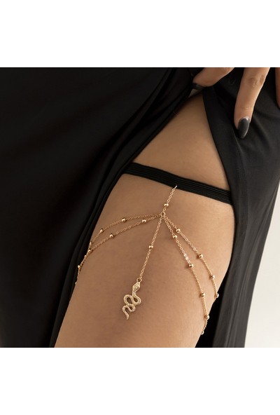 Sanmusen Yılan Detaylı Bacak Aksesuarı - Altın (Yurt Dışından)