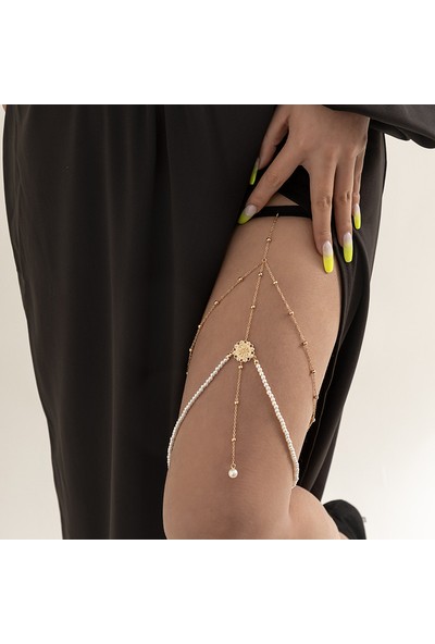 Sanmusen İnci Detaylı Bacak Aksesuarı - Altın (Yurt Dışından)