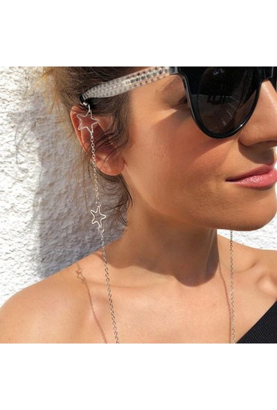 Sanmusen Cutout Pentagram Güneş Gözlüğü Zincir Gözlük Kordon Askısı Aksesuarlar(Yurt Dışından)