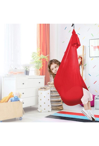 Zsykd Çocuklar Elastik Hamak Kapalı Açık Salıncak, Boyut: 1x2.8m Kırmızı (Yurt Dışından)