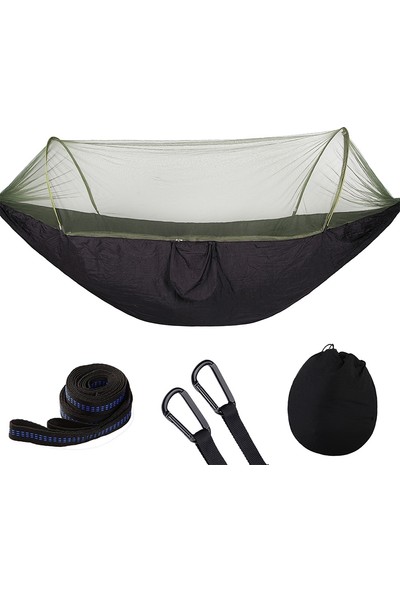Zsykd Sivrisinek Net Ile Taşınabilir Açık Naylon Hamak, Boyut: 290 x 140 cm Siyah (Yurt Dışından)