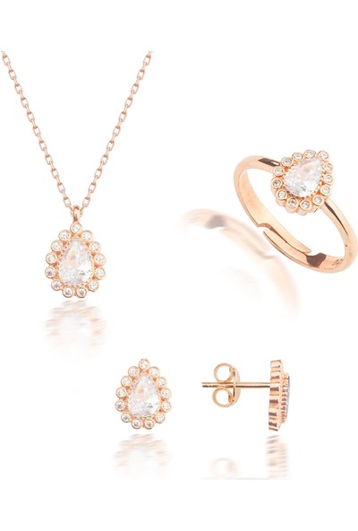 Miavi Silver 925 Ayar Gümüş Beyaz Taşlı Damla Model Kolye Küpe Yüzük Takı Seti Miavi Silver 925 Ayar Gümüş Beyaz Taşlı Damla Model Kolye Küpe Yüzük Takı Seti