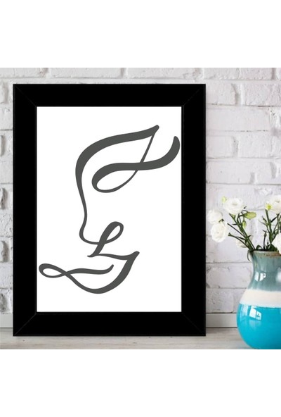 Karakalem Soyut Yüz Tasarımlı Çerçeve Tablo -Y5 Karakalem Soyut Yüz Tasarımlı Çerçeve Tablo -Y5