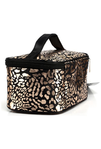 Shlxy Siyah Leopar Baskı Makyaj Çantası (Yurt Dışından)