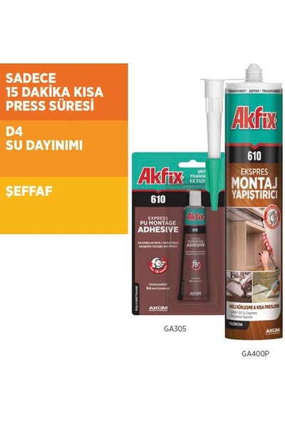 Akfix 610 Pu Ekspres Sıvı Çivi Montaj Yapıştırıcısı 310 ml