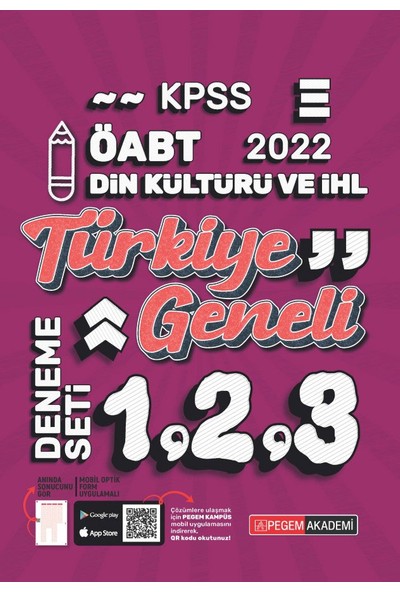 Pegem Akademi Yayıncılık 2022 KPSS ÖABT Din Kültürü ve Ahlak Bilgisi 1-2-3 (3'lü Deneme)