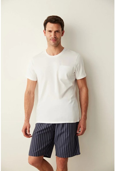 Penti Basic Striped Şort Pijama Takımı