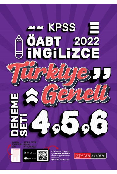 Pegem Akademi Yayıncılık 2022 KPSS ÖABT İngilizce 4-5-6 (3'lü Deneme)