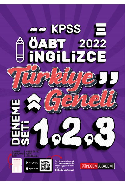 Pegem Akademi Yayıncılık 2022 KPSS ÖABT İngilizce 1-2-3 (3'lü Deneme)