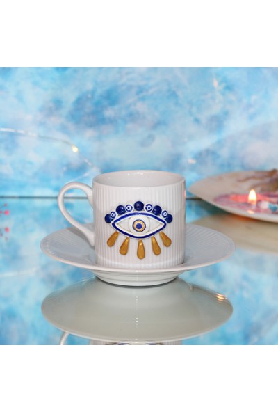 Meow Art Design Nazar Göz Kahve Fincanı