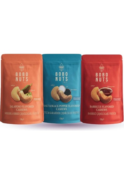 Bobo Nuts Büyük Boy Tuzlu Atıştırmalık Mix Kaju Fıstığı 120G x 3 Adet Bobo Nuts Büyük Boy Tuzlu Atıştırmalık Mix Kaju Fıstığı 120G x 3 Adet