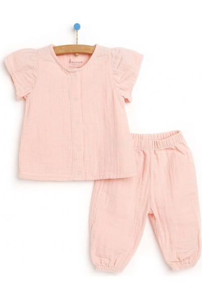 Bebbek Crazy Rabbits Organik Fırfırlı Müslin Gömlek-Pantolon 2'li Takım
